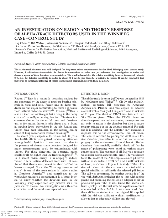 (PDF) An investigation on radon and thoron response of alpha-track ...