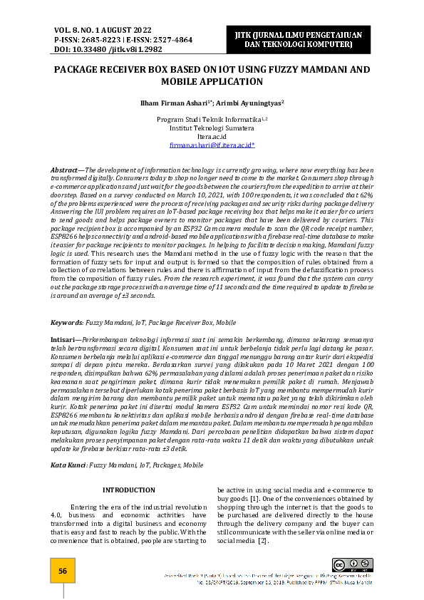(PDF) IoT-Based Smart Package Receiver with Fuzzy Logic