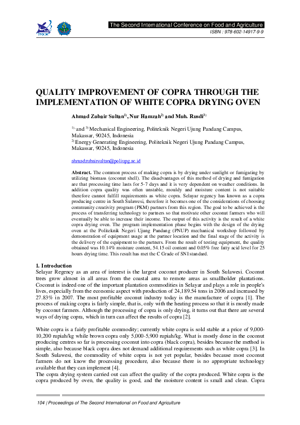 (PDF) Quality Improvement of Copra Through the Implementation of White ...