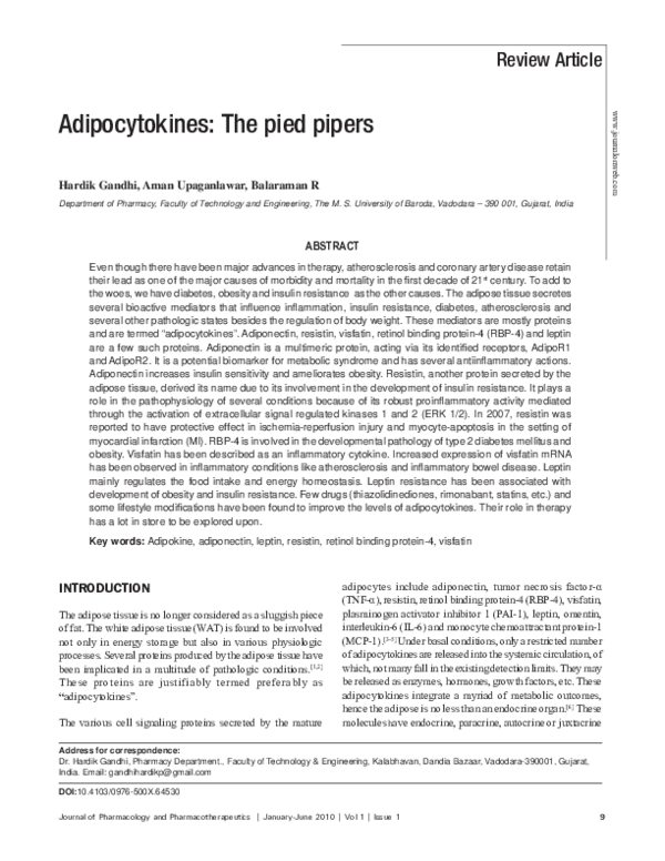 (PDF) Adipocytokines: The pied pipers
