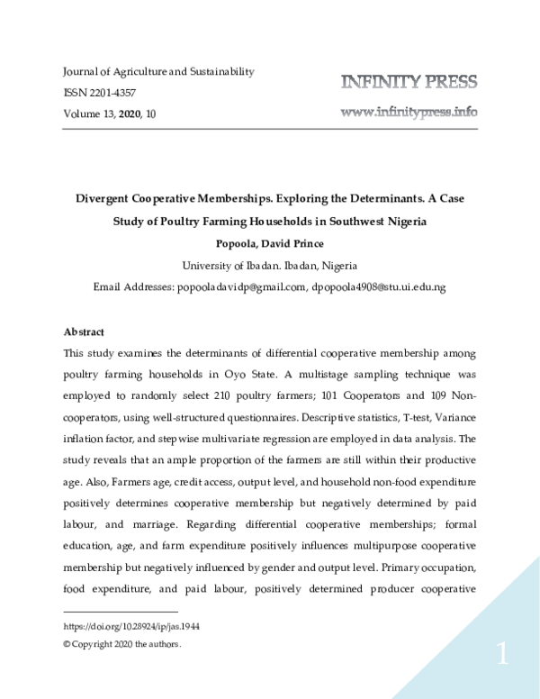(PDF) Divergent Cooperative Memberships. Exploring the Determinants. A ...