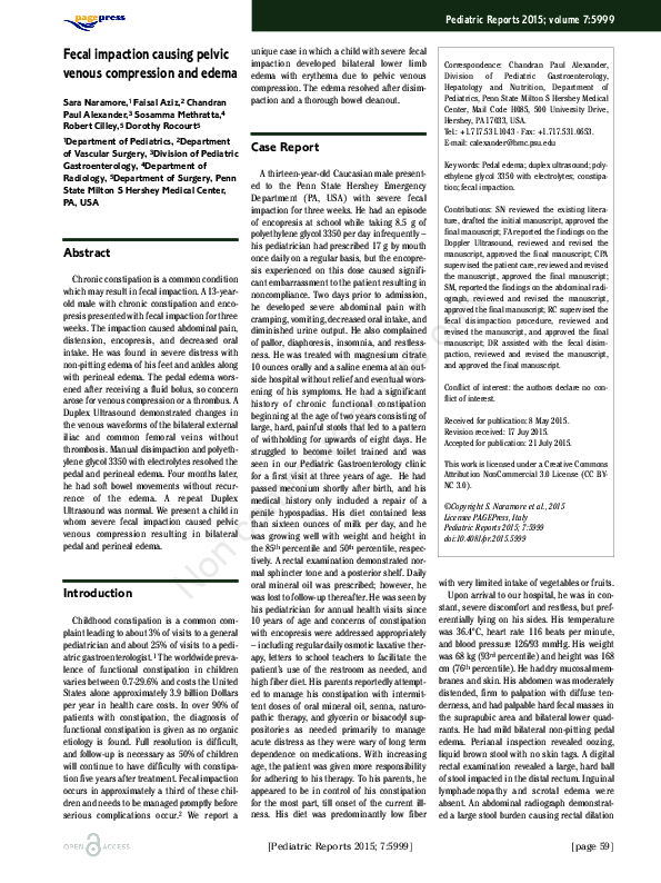 (PDF) Fecal Impaction Causing Pelvic Venous Compression and Edema