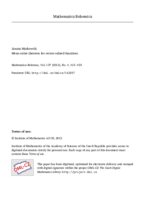 Pdf A Mean Value Theorem And Its Applications