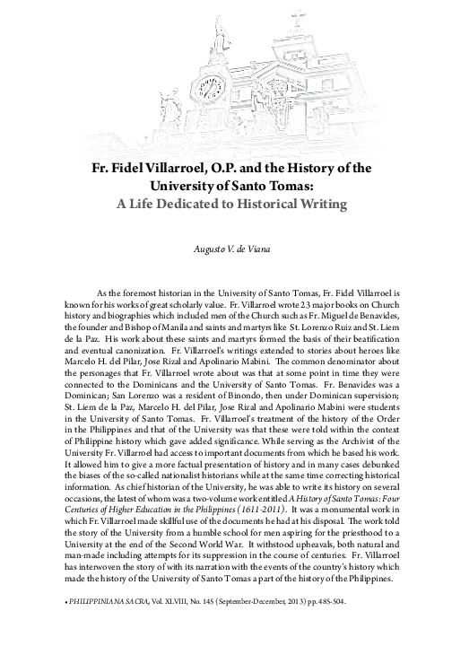 (PDF) Fr. Fidel Villarroel, O.P. and the History of the University of ...