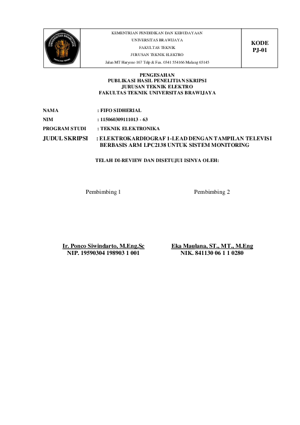 (PDF) Elektrokardiograf 1-LEAD Dengan Tampilan Televisi Berbasis Arm LPC 2138 Untuk Sistem ...