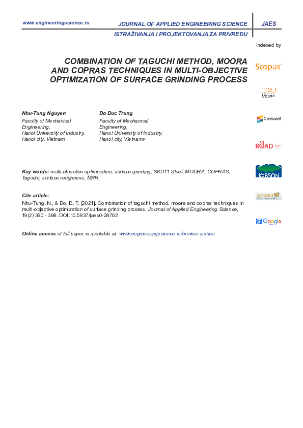 (PDF) Combination of Taguchi method, MOORA and COPRAS techniques in ...