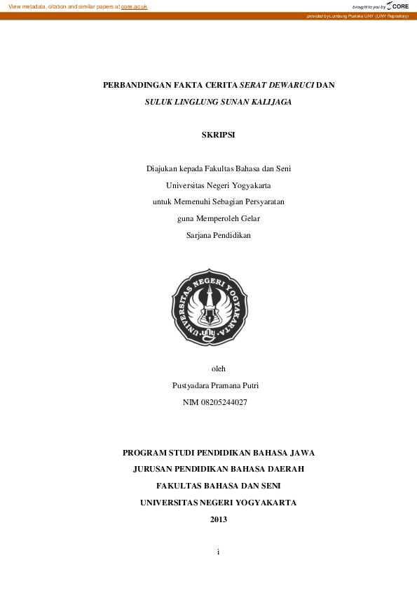 (PDF) Perbandingan Fakta Cerita Serat Dewaruci Dan Suluk Linglung Sunan ...