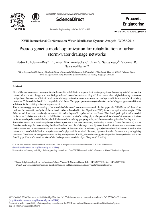 (PDF) Pseudo-genetic Model Optimization for Rehabilitation of Urban Storm-water Drainage Networks