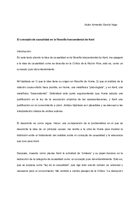 (PDF) El concepto de causalidad en Kant