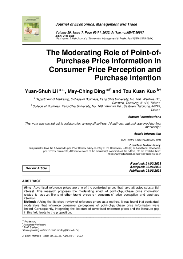 (PDF) The Moderating Role of Point-of-Purchase Price Information in ...