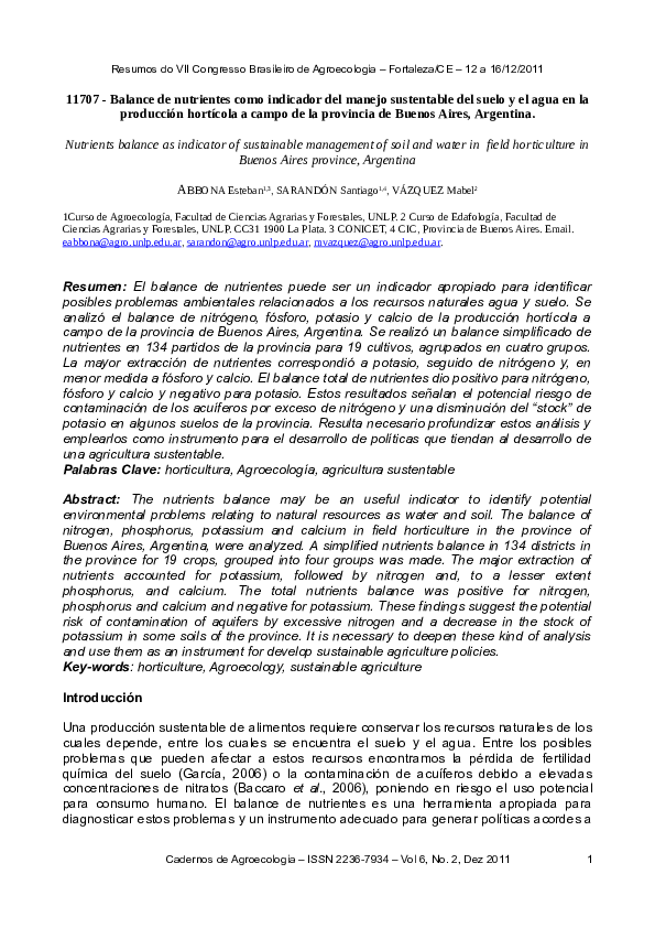 (PDF) 11707 - Balance de nutrientes como indicador del manejo ...