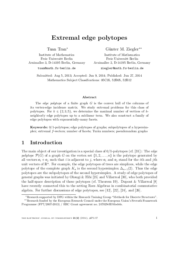(PDF) Extremal Edge Polytopes