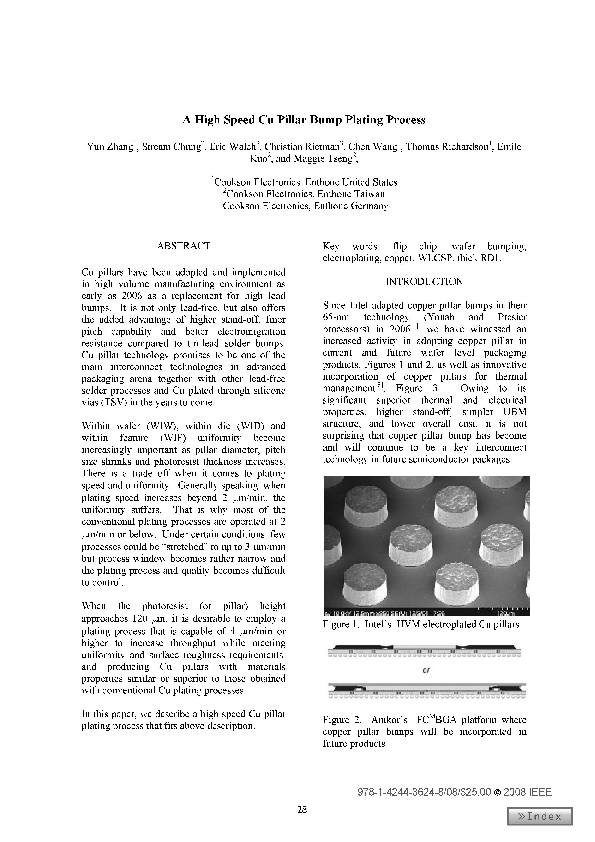 (PDF) A High Speed Cu Pillar Bump Plating Process