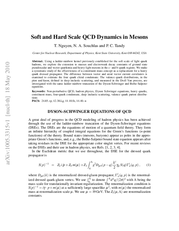 (PDF) Soft and Hard Scale QCD Dynamics in Mesons