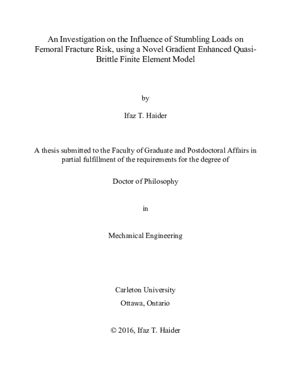 Pdf An Investigation On The Influence Of Stumbling Loads On Femoral Fracture Risk Using A