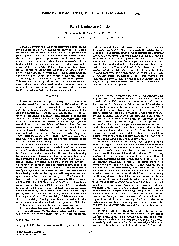 (PDF) Paired electrostatic shocks