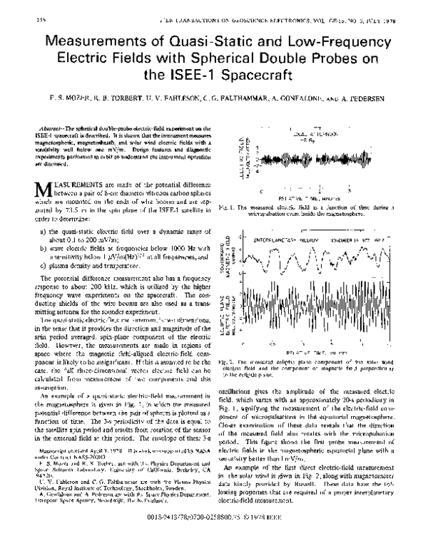 (PDF) Measurements of Quasi-Static and Low-Frequency Electric Fields ...