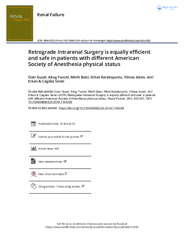(PDF) Retrograde Intrarenal Surgery is equally efficient and safe in ...