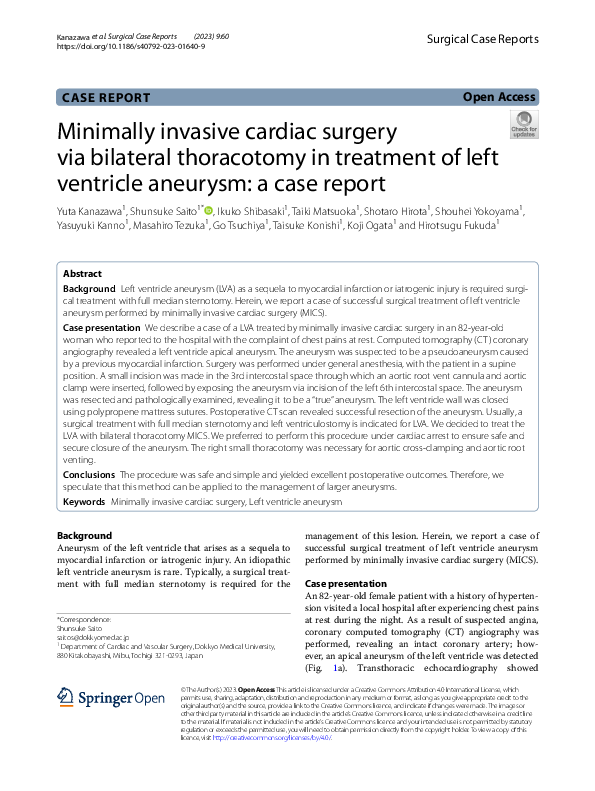 (PDF) Minimally invasive cardiac surgery via bilateral thoracotomy in ...