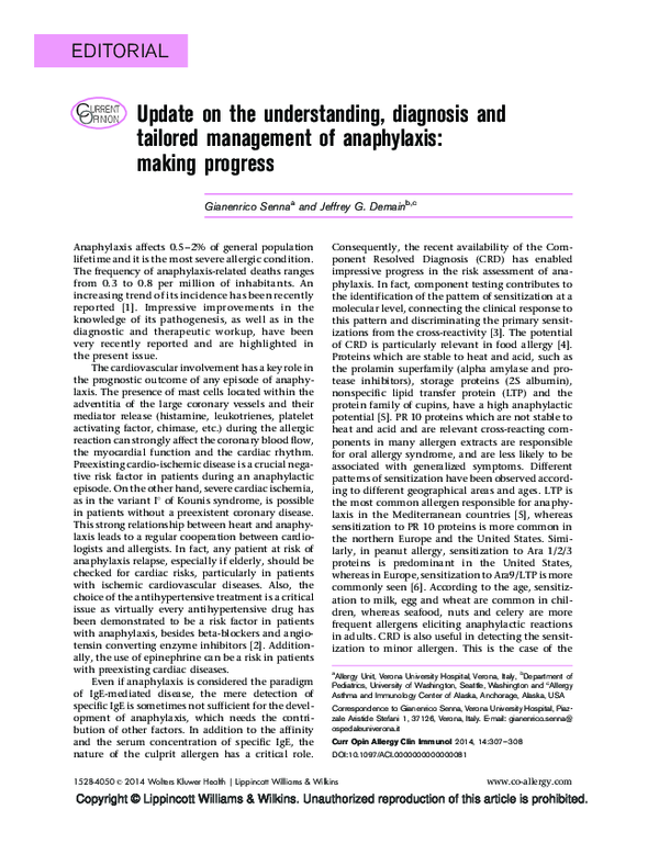 (PDF) Update on the understanding, diagnosis and tailored management of ...