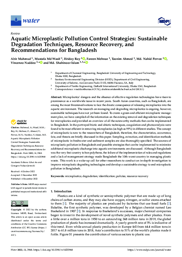 (PDF) Aquatic Microplastic Pollution Control Strategies: Sustainable Degradation Techniques ...