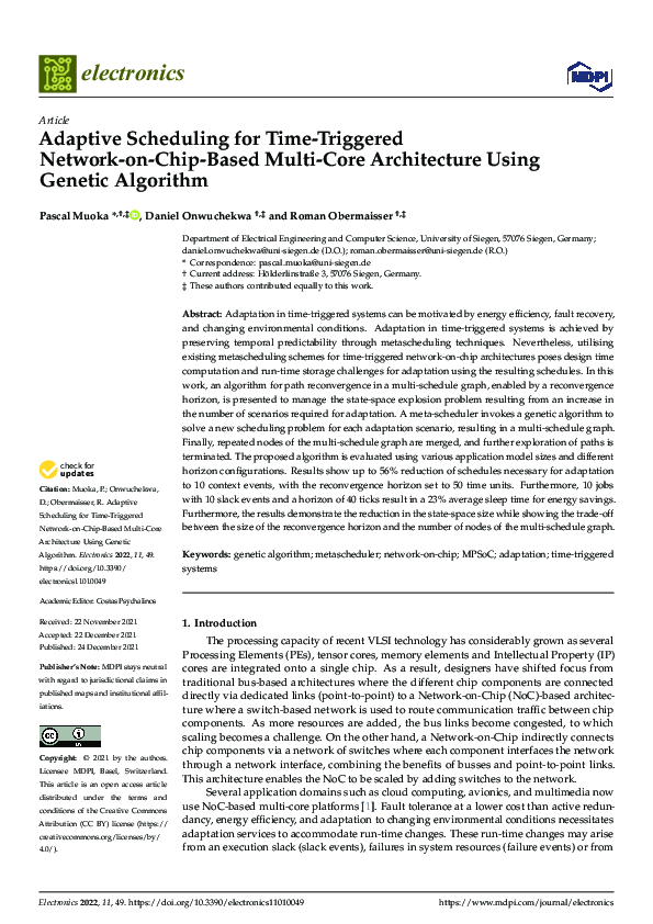 (PDF) Adaptive Scheduling for Time-Triggered Network-on-Chip-Based Multi-Core Architecture Using ...