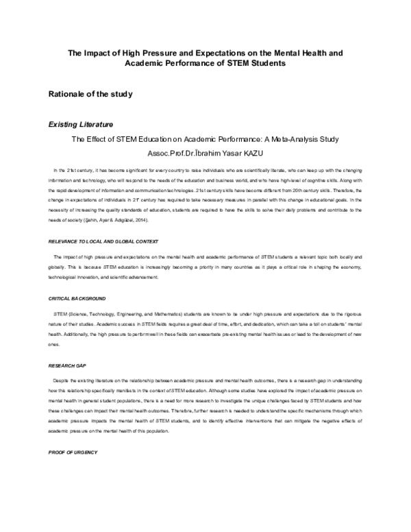 (DOC) The Impact of High Pressure and Expectations on the Mental Health ...