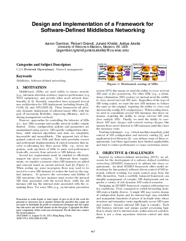 (PDF) Design and implementation of a framework for software-defined middlebox networking