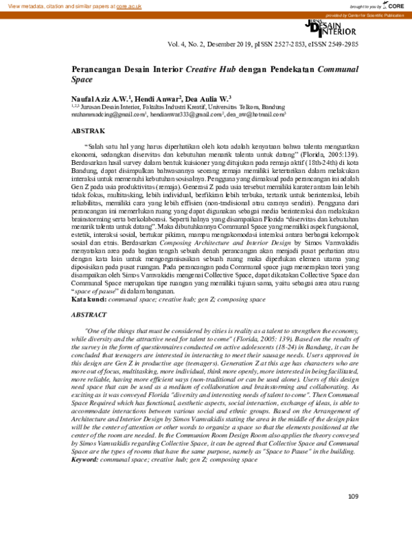 (PDF) Perancangan Desain Interior Creative Hub dengan Pendekatan ...