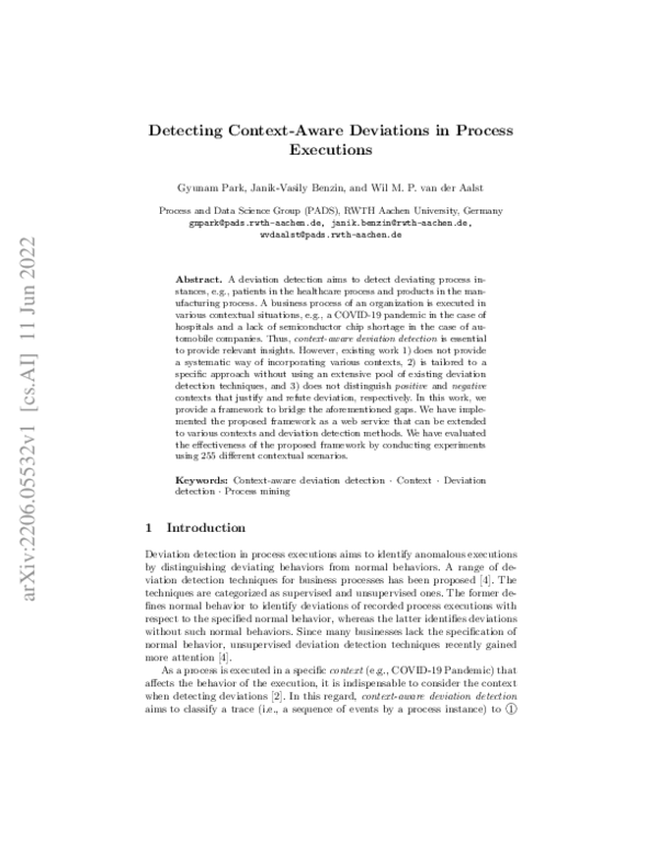 (PDF) Detecting Context-Aware Deviations in Process Executions