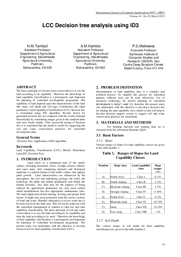 (PDF) LCC Decision tree analysis using ID3