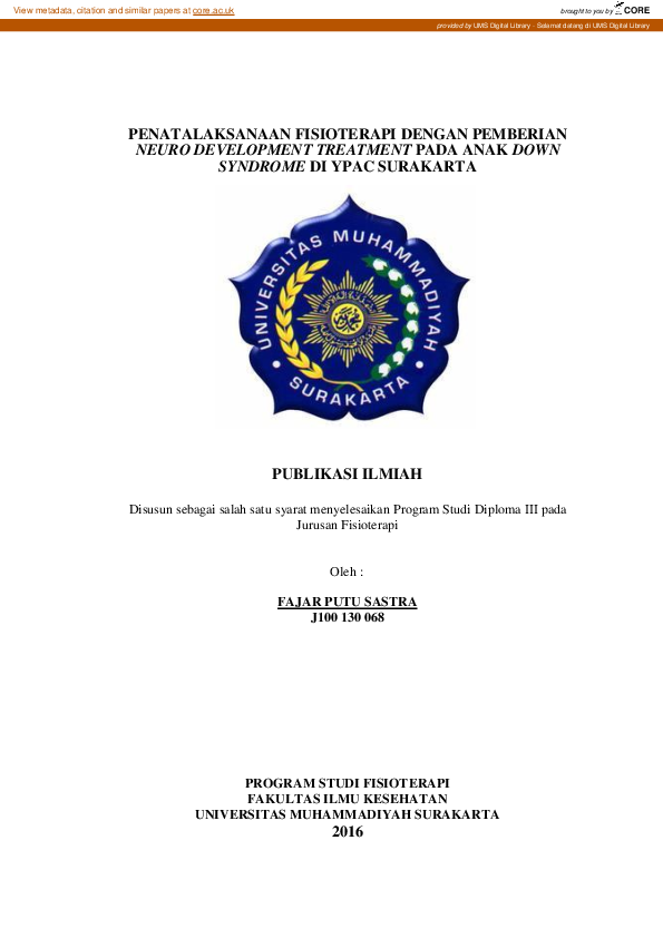 (PDF) Penatalaksanaan Fisioterapi Dengan Pemberian Neuro Development ...