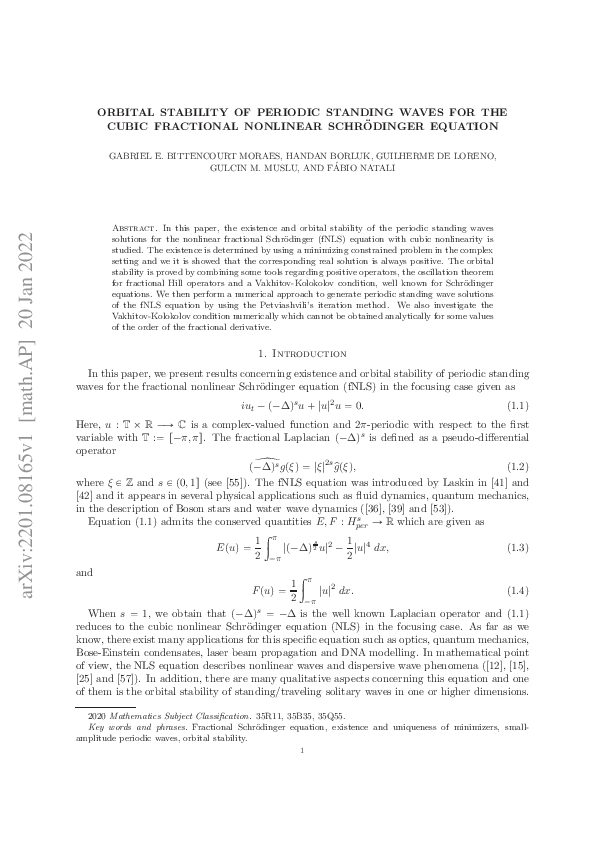 (PDF) Orbital stability of periodic standing waves for the cubic ...