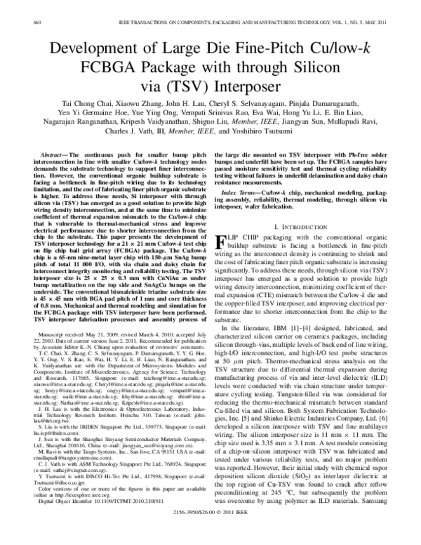 (PDF) Development of Large Die Fine-Pitch Cu/Low-$k$ FCBGA Package With ...