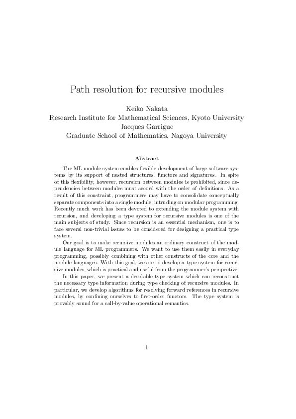 (PDF) Path resolution for recursive modules