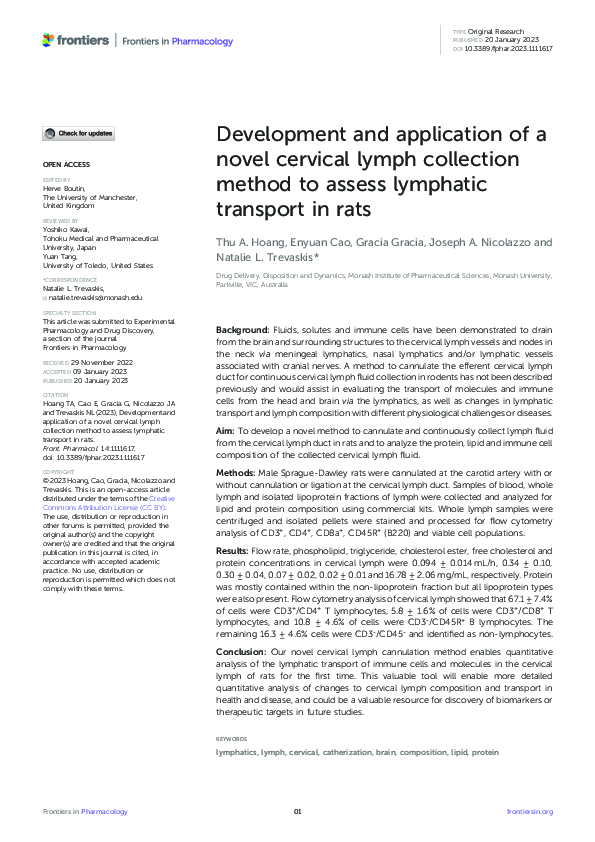 (PDF) Development and application of a novel cervical lymph collection ...