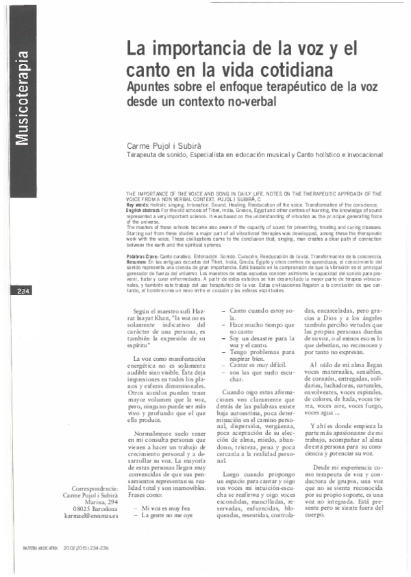 (PDF) La importancia de la voz y el canto en la vida cotidiana ...