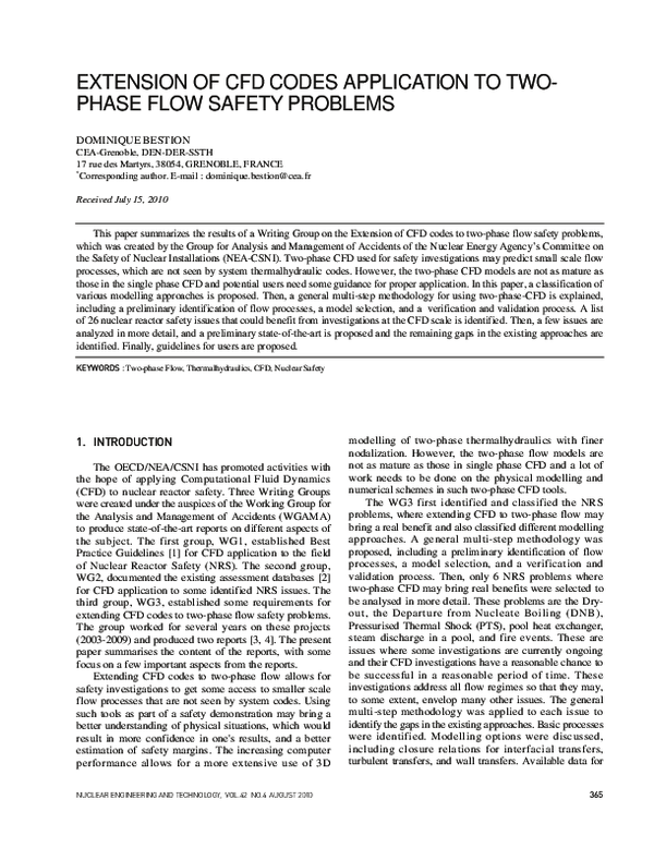 (PDF) Extension of CFD Codes Application to Two-Phase Flow Safety Problems