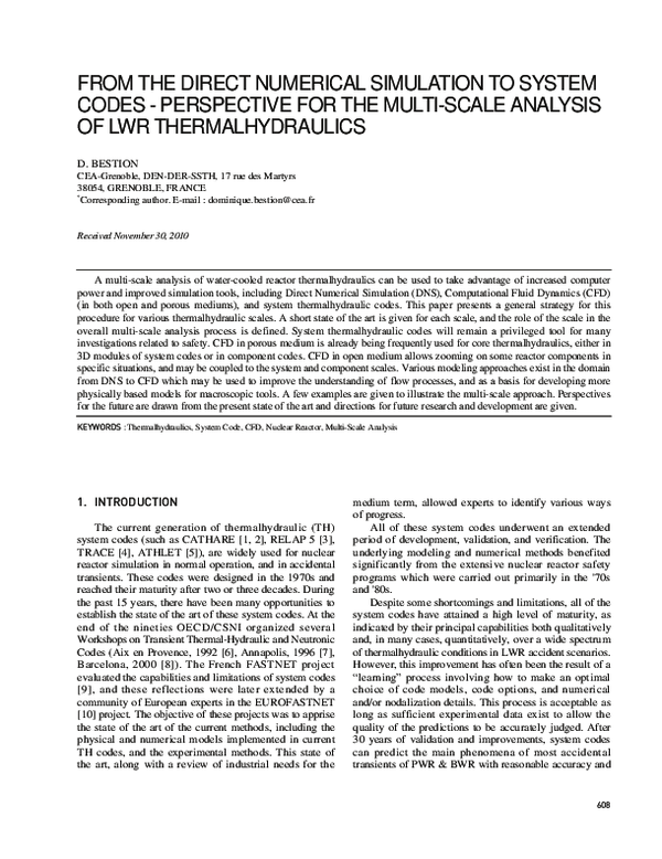 Pdf From The Direct Numerical Simulation To System Codes Perspective For The Multi Scale