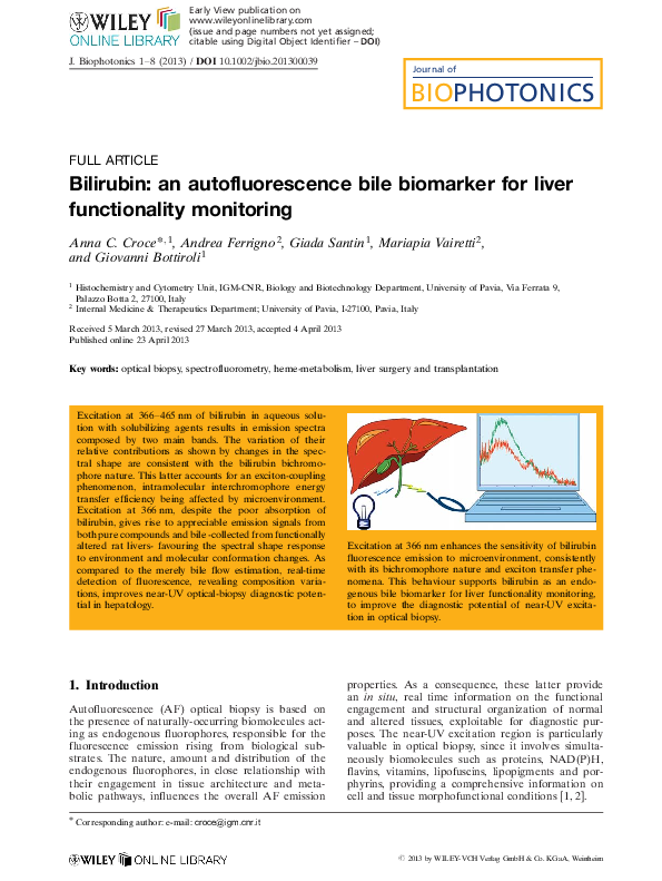 (PDF) Bilirubin: an autofluorescence bile biomarker for liver ...