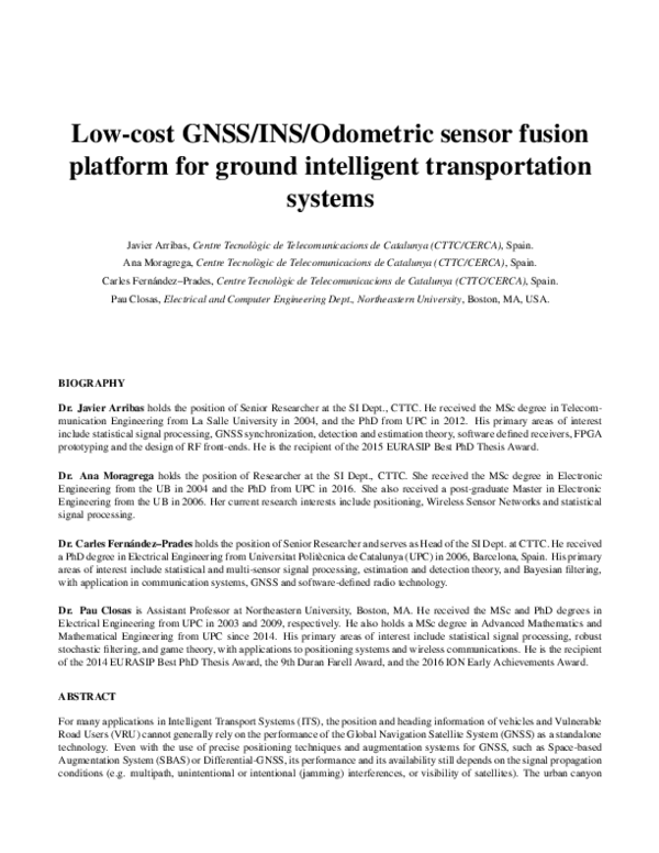 (PDF) Design, Implementation, And Performance In The Urban Canyon Of A Low-Cost Gnss/Ins ...