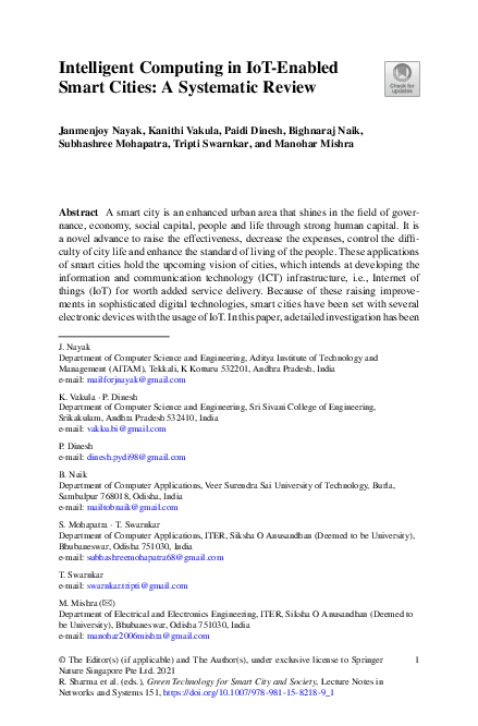 (PDF) Intelligent Computing in IoT-Enabled Smart Cities: A Systematic Review