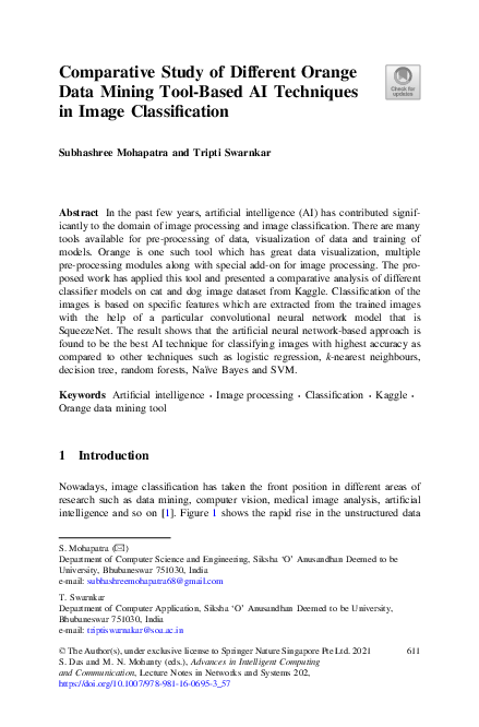 (PDF) Comparative Study of Different Orange Data Mining Tool-Based AI Techniques in Image ...