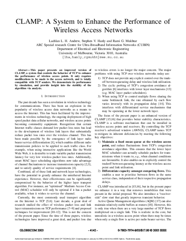 (PDF) CLAMP: a system to enhance the performance of wireless access ...