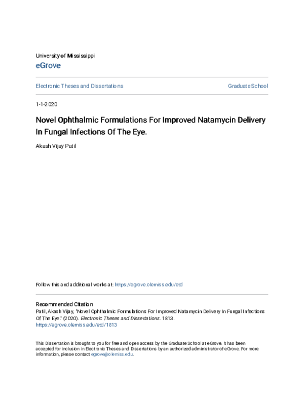 (PDF) Novel Ophthalmic Formulations For Improved Natamycin Delivery In ...