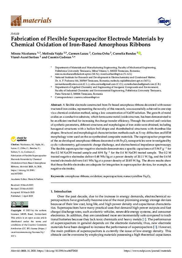(PDF) Fabrication of Flexible Supercapacitor Electrode Materials by ...