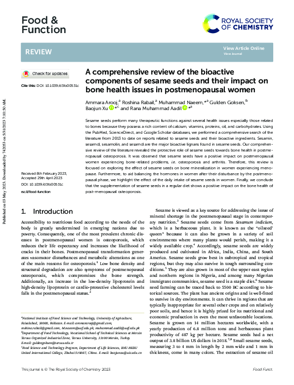 (PDF) A comprehensive review of the bioactive components of sasame seeds and their impact on ...