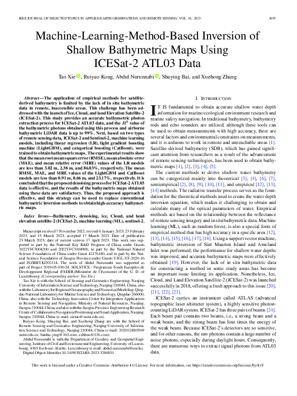 (PDF) Machine Learning for Accurate Bathymetry from ICESat-2 Data