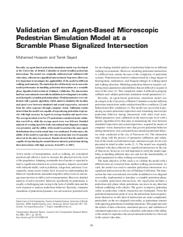 Pdf Validation Of An Agent Based Microscopic Pedestrian Simulation Model At A Scramble Phase
