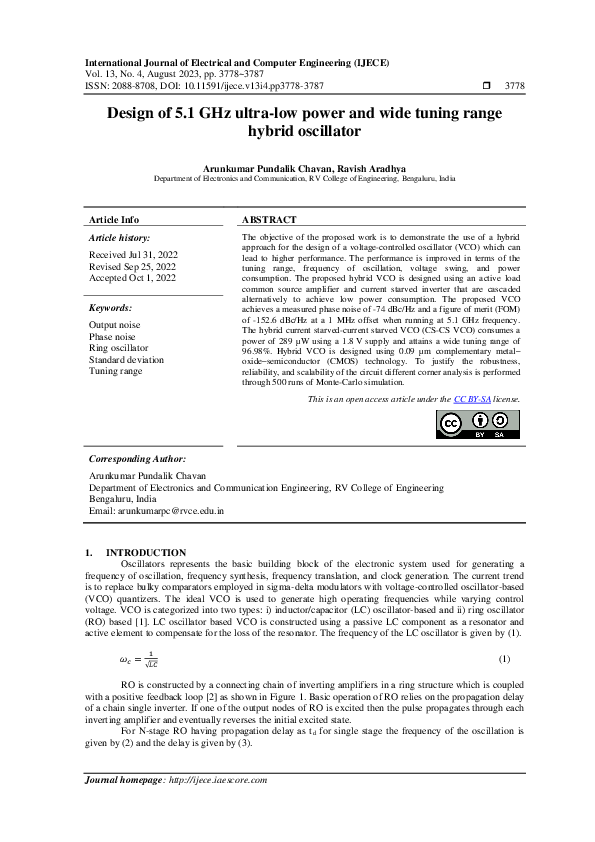 Pdf Design Of 5 1 Ghz Ultra Low Power And Wide Tuning Range Hybrid Oscillator